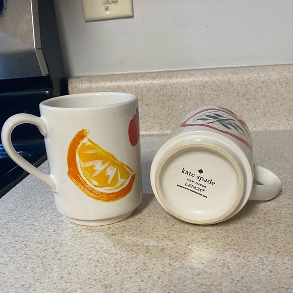 kate spade | Kitchen | Set Of Kate Spade Coffee Mugs With Fruit | Poshmark